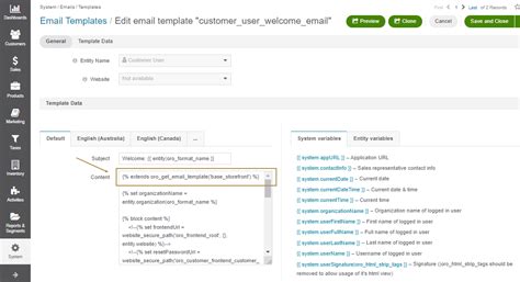 Configure Email Templates In The Back Office Orocommerce Orocrm And Oroplatform Documentation