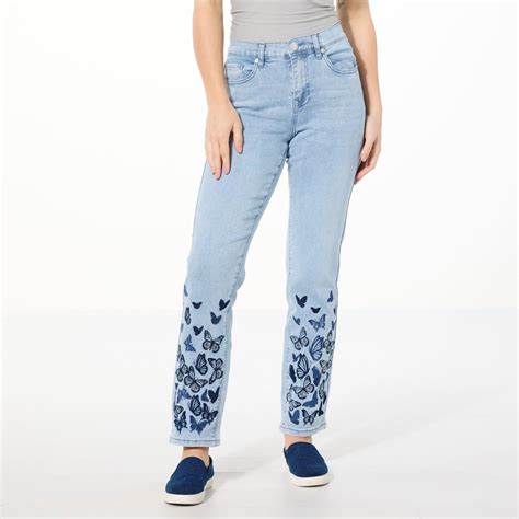 Dg2 By Diane Gilman New Classic Stretch Embroidered Straight Leg Jean Hsn