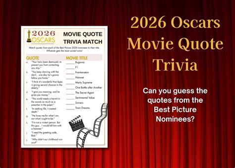 2026 Oscars Movie Quote Trivia Game Academy Awards Watch Party
