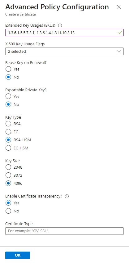 extended validation ev code signing certificates with azure key vault