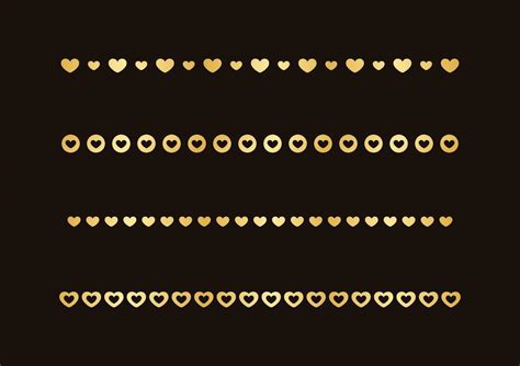Gold Valentines Heart Pattern Separator Border Set Golden Elegant