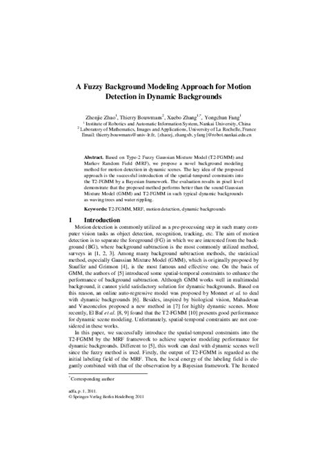 A Fuzzy Background Modeling Approach For Motion Detection In Dynamic