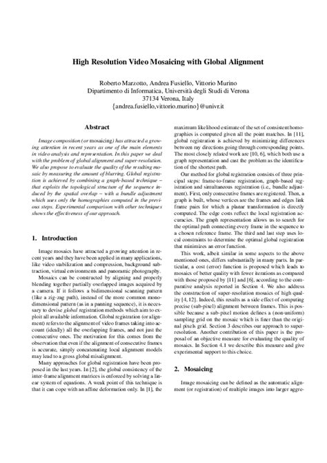 pdf high resolution video mosaicing with global alignment