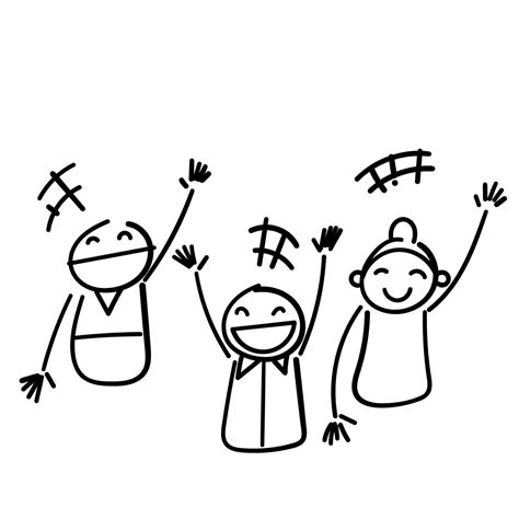 Hand Drawn Doodle Group Happy People Illustration Vector 23889800