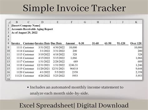 Small Business Invoice Tracker Spreadsheet Excel Template Easily