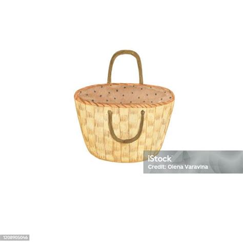 쇼핑백 고립 된 물건 환경 친화적 인 컨셉의 간단한 수채화 일러스트 가방에 대한 스톡 벡터 아트 및 기타 이미지 가방 광고 구매 Istock