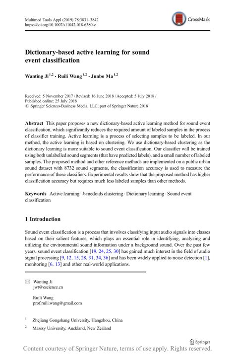 Dictionary Based Active Learning For Sound Event Classification Request PDF