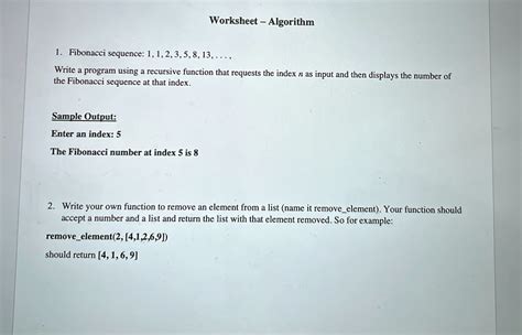 1 Fibonacci Sequence 1 1 2 3 5 8 13 Write A Program Using A Recursive Function That Requests The