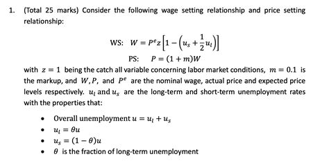 Solved Total 25 Marks Consider The Following Wage Setting