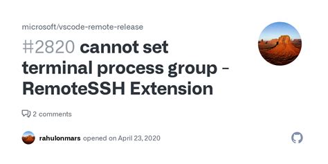 Cannot Set Terminal Process Group RemoteSSH Extension Issue Microsoft Vscode Remote