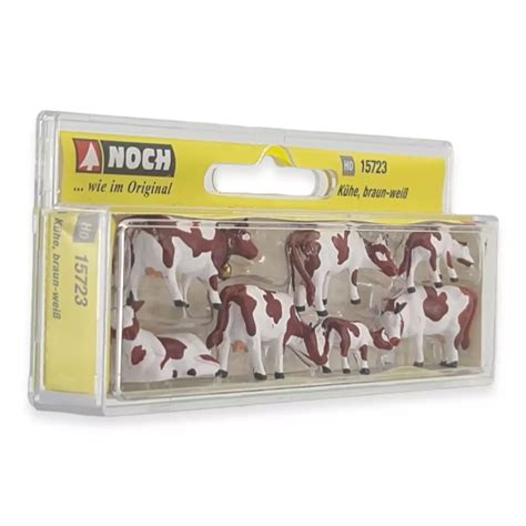 Pack Of 7 Brown And White Cows Noch 15723 Ho 187th Jura Modélisme