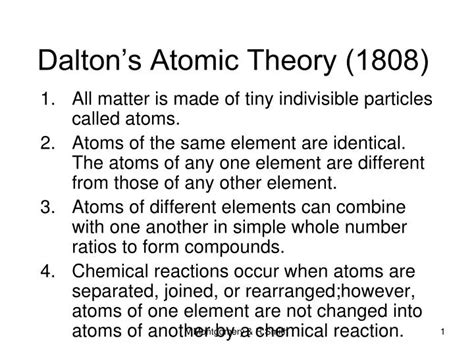 PPT - Dalton’s Atomic Theory (1808) PowerPoint Presentation, free ...