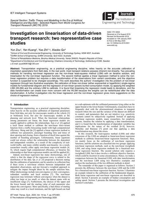 Pdf Investigation On Linearization Of Data Driven Transport Research