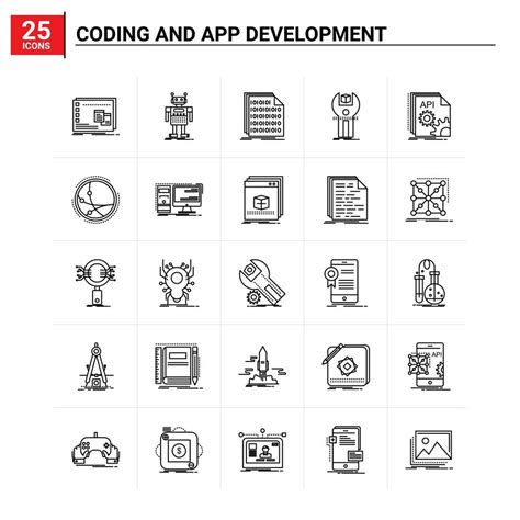25 coding and app development icon set vector background 17939887