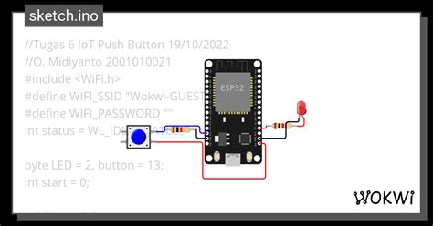 Tugas Push Button O Midiyanto Ino Wokwi ESP STM Arduino Simulator