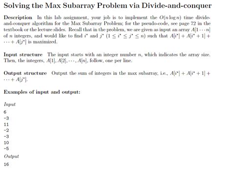 Solving The Max Subarray Problem Via