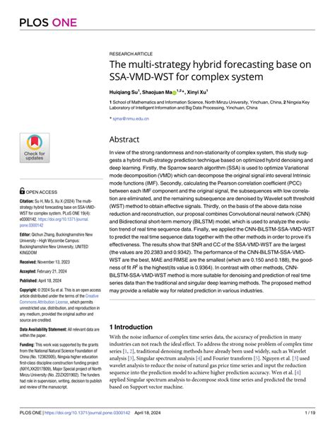 PDF The Multi Strategy Hybrid Forecasting Base On SSA VMD WST For