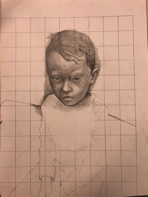 example of using a grid matrix to draw a portrait learn art