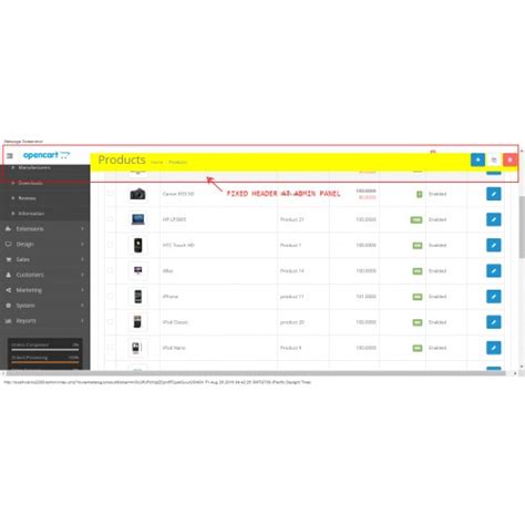 Opencart Fixed Header