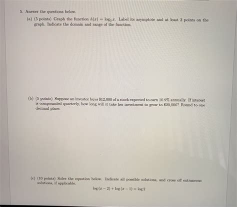 Solved 5 Answer The Questions Below A 5 Points Graph