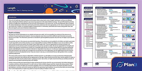 Year 3 Measurement Length Planning Overview Twinkl
