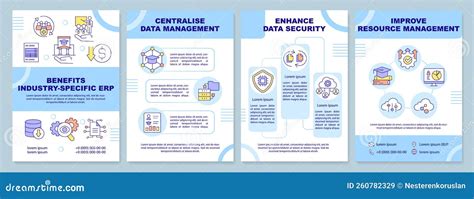 Benefits Of Industry Specific Erp Blue Brochure Template Stock Vector Illustration Of Data