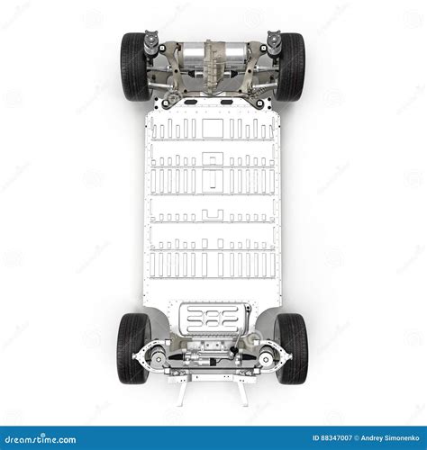 Render Of Car Chassis Without Engine Isolated On White Side View 3d