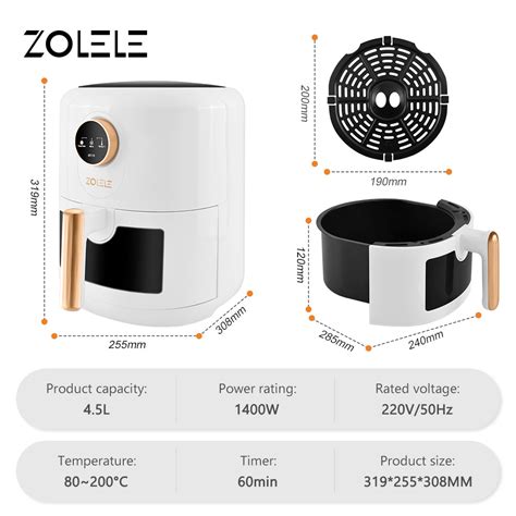 Zolele Za004 Electric Air Fryer 45l Capacity White Orro Home