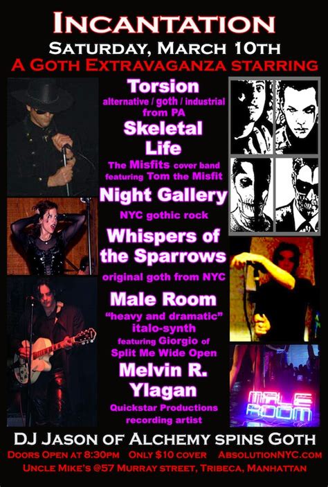 Incantation On Saturday March 10th ~ A Goth Extravaganza ~ 6 Live