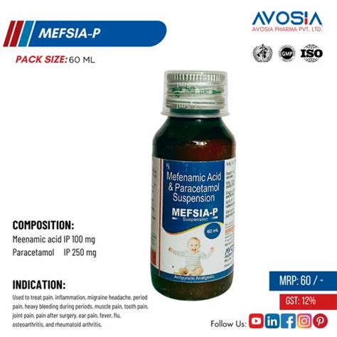 Paracetamol And Mefenamic Acid Suspension At ₹ 60bottle Panchkula