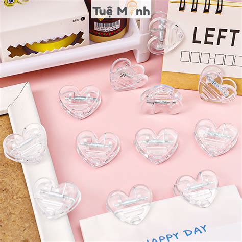 Kẹp Giấy Mini Trong Suốt Hình Trái Tim K62 Kẹp Bướm Cute Dễ Thương Kẹp Tài Liệu Giấy Chắc Chắn