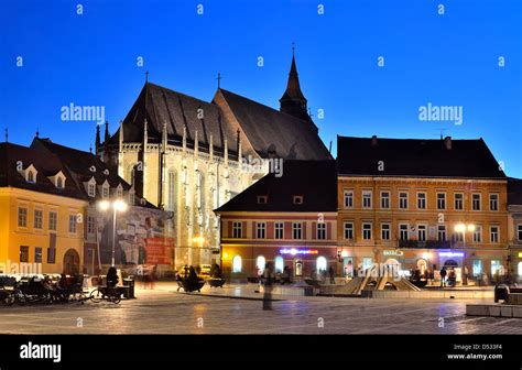 Brasov Rathausplatz Und Schwarze Kirche Rumänien Zentrum Von Brasov