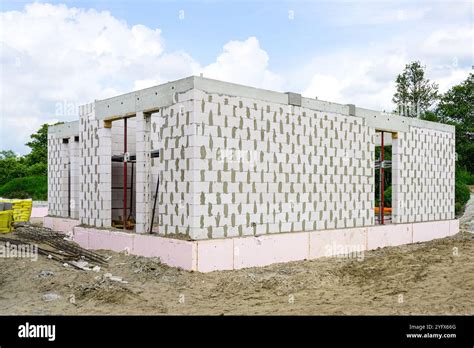 Construction Site Of A New Residential House Wall Masonry From
