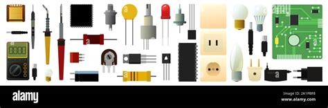 Set Of Radio Components Element For Radio Circuit Object Isolated On