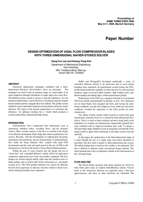 Pdf Design Optimization Of Axial Flow Compressor Blades With Three