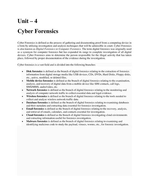 Cyber Security 4th Unit Unit 4 Cyber Forensics Cyber Forensics Is