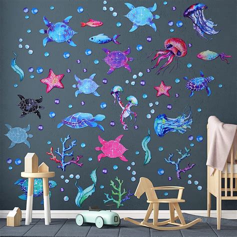 Outus 4 Sheets Ocean Wall Decals Under The Sea Wall India Ubuy