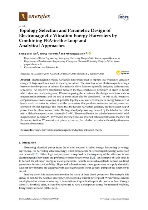 Pdf Topology Selection And Parametric Design Of Electromagnetic Vibration Energy Harvesters By
