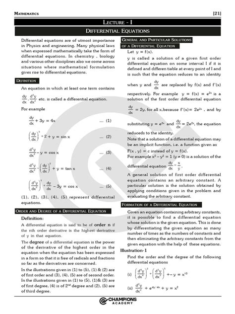 Differential Equations Pdf Tangent Equations