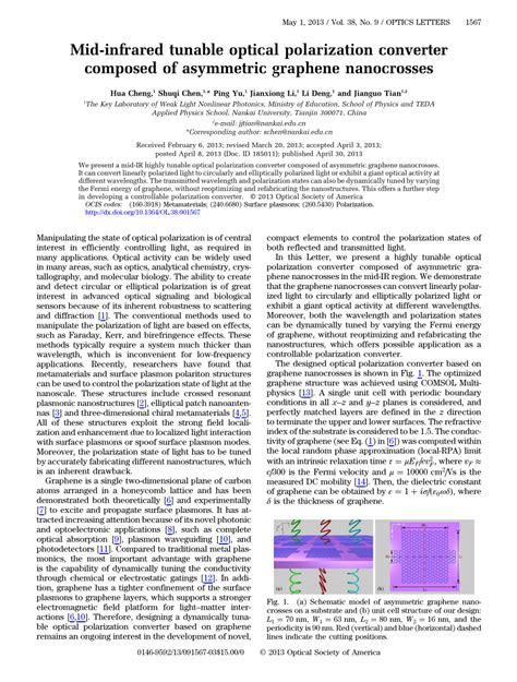 Pdf Mid Infrared Tunable Optical Polarization Converter Composed Of