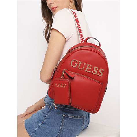 Buy Guess Red Brand Logo Caracara Backpack With Pouch Online
