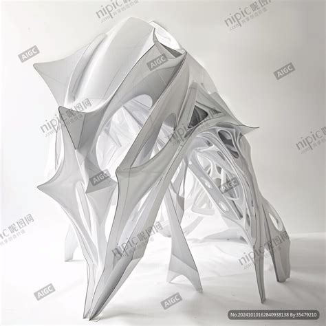 Ai创作图参数化雕塑 科幻感雕塑艺术 异型双曲面 低多边形风格雕塑 扎哈设计 异形立体展版 科技感雕塑 参数化设计工具 参数化设计实例 和谐