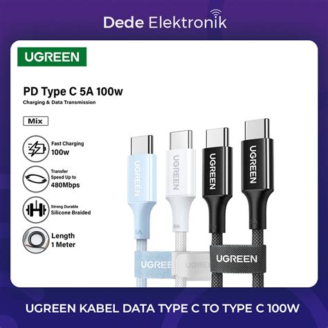jual ugreen kabel data type c to type c fast charge pd quick charge 4 0