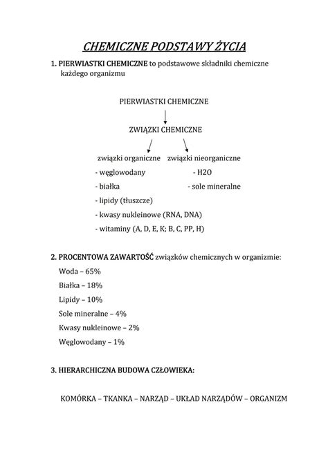 Skład Chemiczny Organizmu Człowieka I Roślin Ważne Informacje Dla