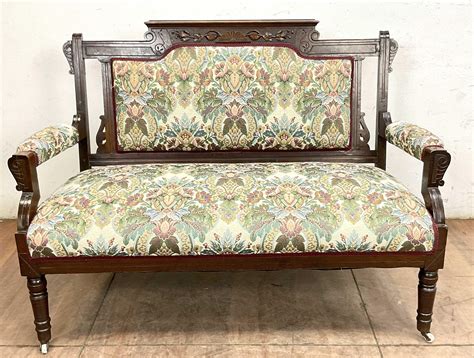 Lot Antique Victorian Eastlake Style Walnut Loveseat