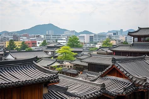 The Buildings And Roofs Of An Ancient Asian City Background