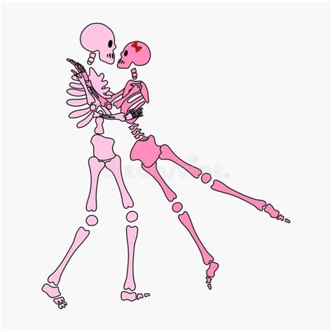 Cute Skeleton Romantic Couple Cute Character Skeleton Bones Stock