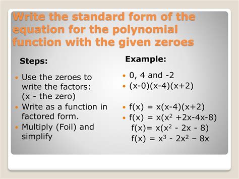 Polynomial Graphs: Zeroes and Multiplicity - ppt download