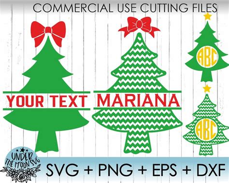 Christmas Tree Monogram SVG Tree With Bow SVG Split Tree Svg Chevron Tree Svg SVG
