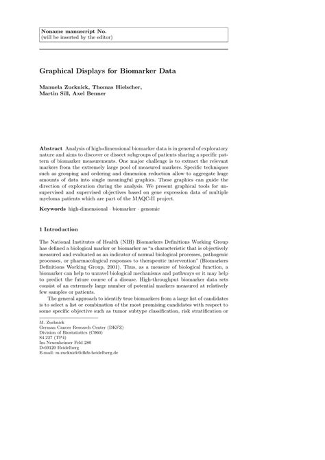 Pdf Graphical Displays For Biomarker Data